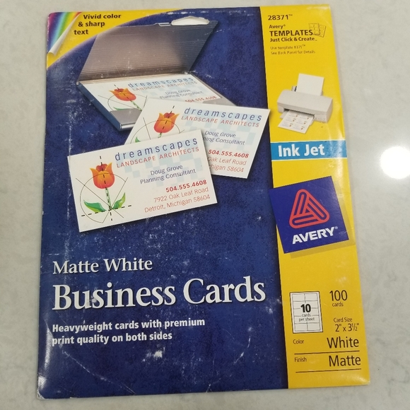 Avery | Office | Avery Matte White Business Card Stock 2837 Nos For Ink ...